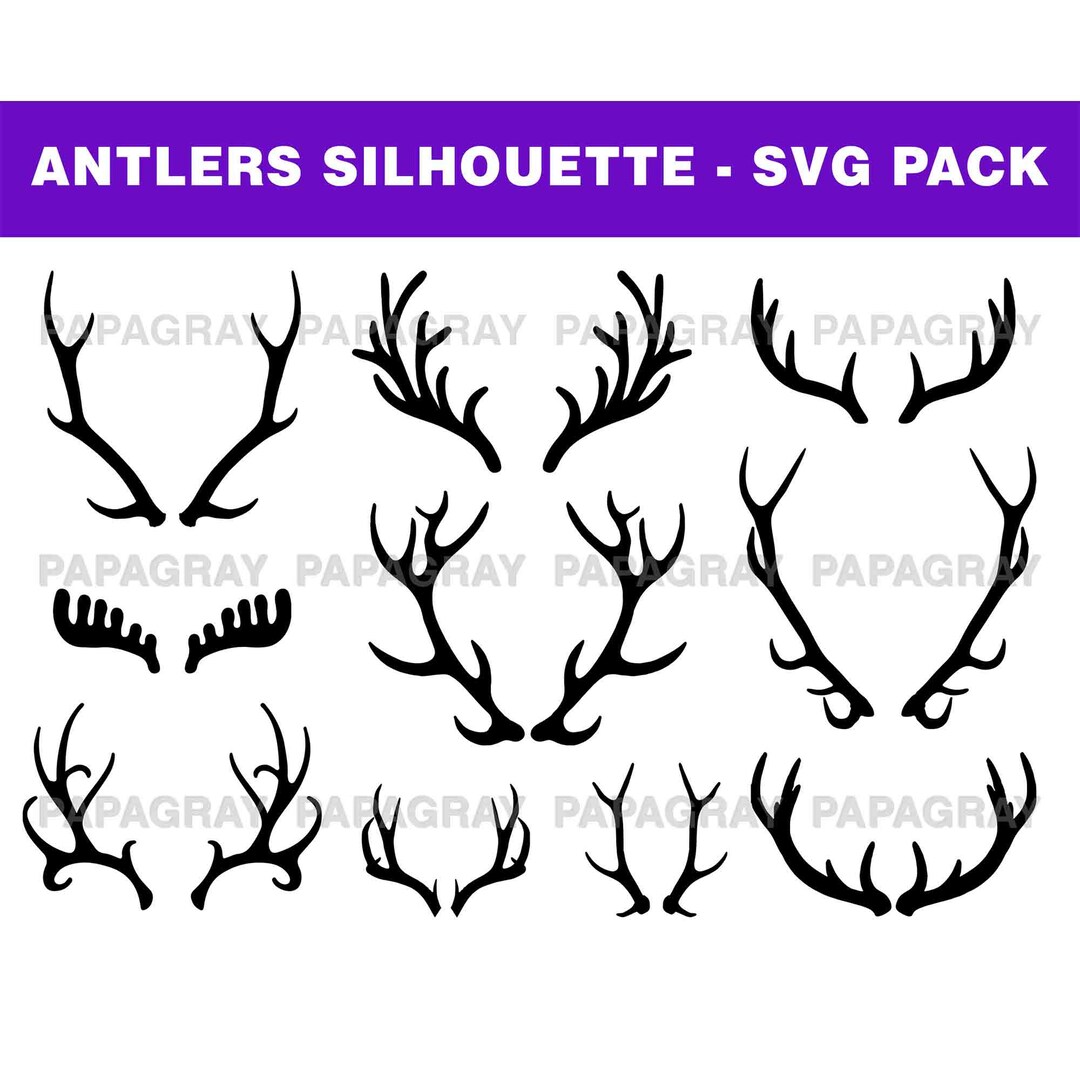 Antlers SVG Silhouette Pack - 10 Designs | Digital Download | Deer ...