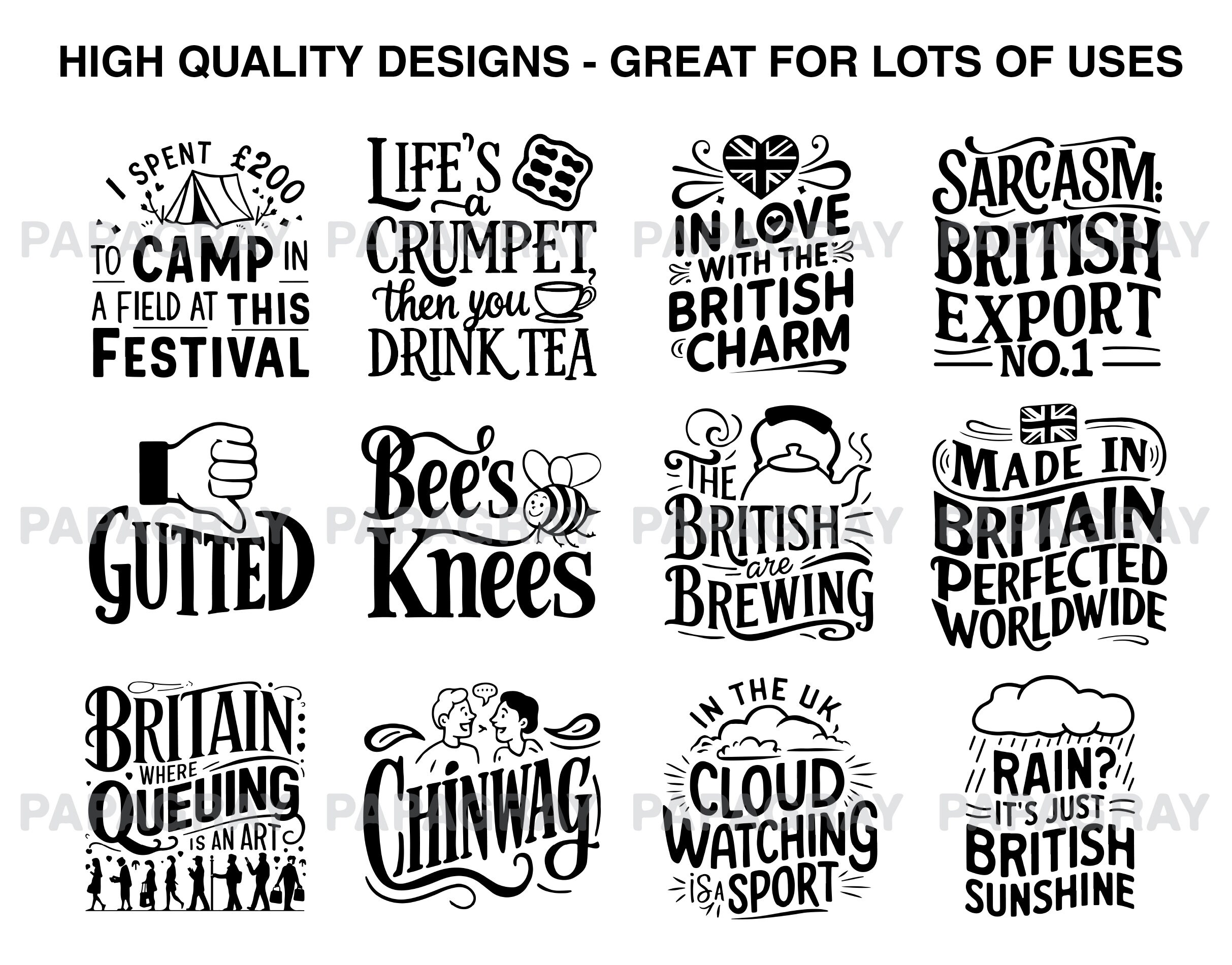 Funny British Sayings SVG: UK Phrases Vector Designs (digital Download ...