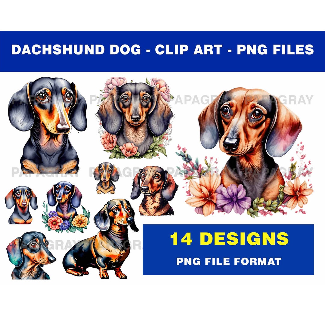 Dachshund Dog Clip Art Pack 14 Designs Digital Download Dachshund ...
