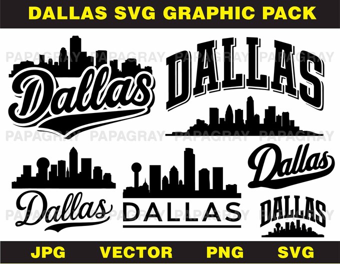Dallas Skyline SVG Vector Graphic Bundle – Texas Cityscape (digital ...