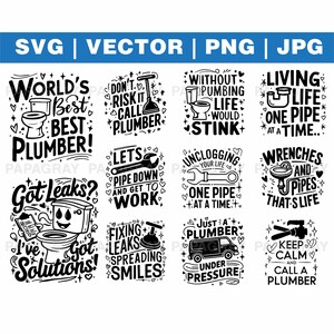 Plumber SVG Vector Graphic Sayings - 18 Designs | Digital Download ...