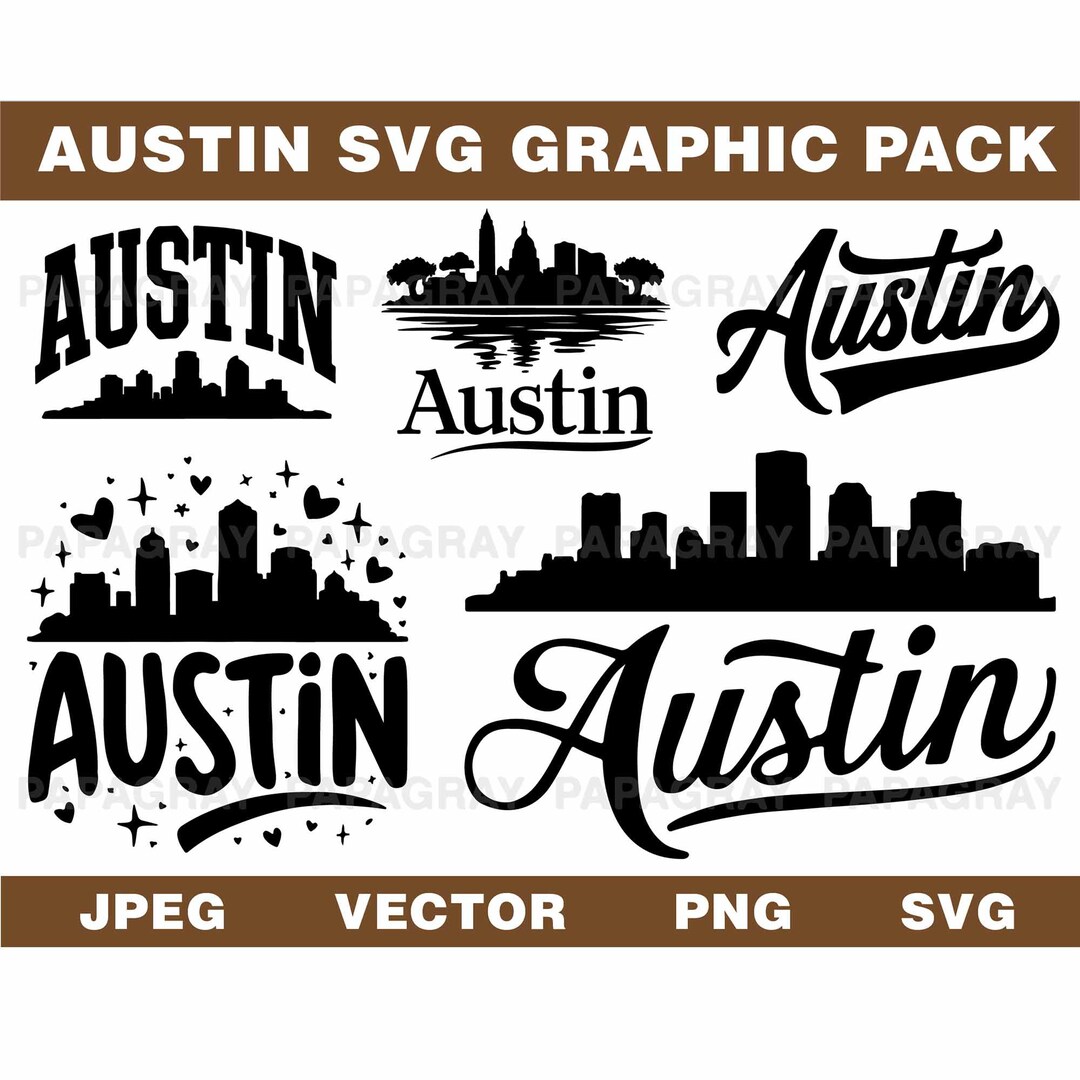 Austin Texas SVG Vector Graphic Bundle - 6 Designs | Digital Download ...