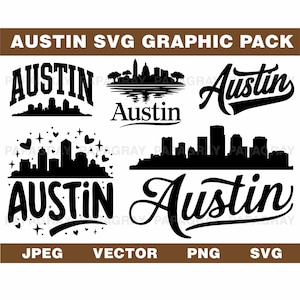Austin Texas SVG Vector Graphic Bundle - 6 Designs | Digital Download ...