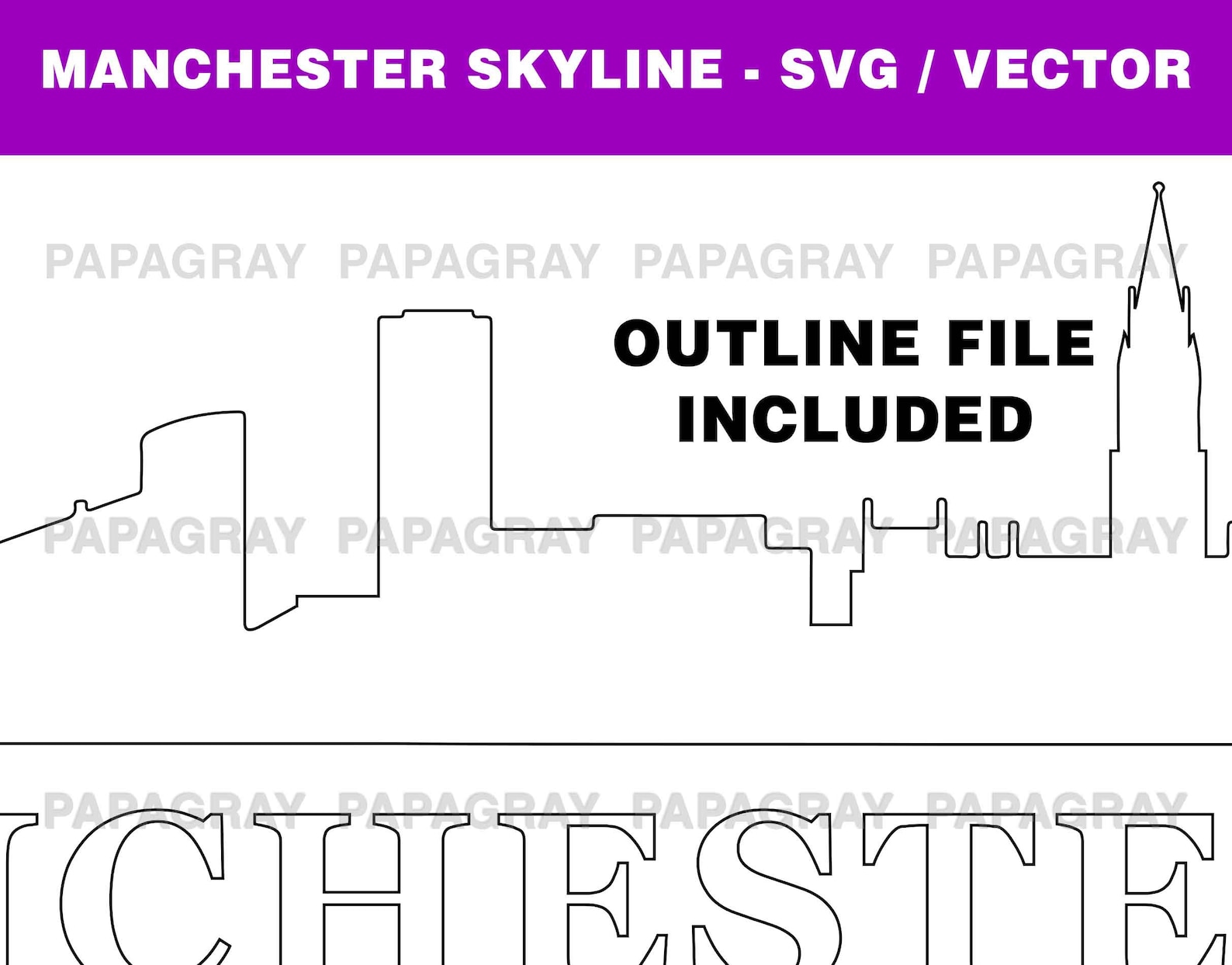 Manchester Skyline SVG Digital Download Manchester SVG | Etsy