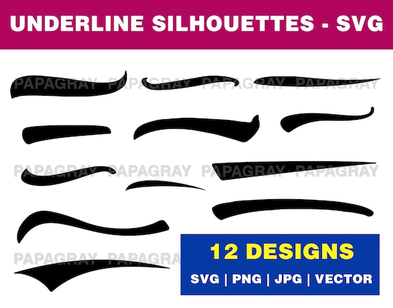 Underline SVG Pack 12 Designs Digital Download College | Etsy