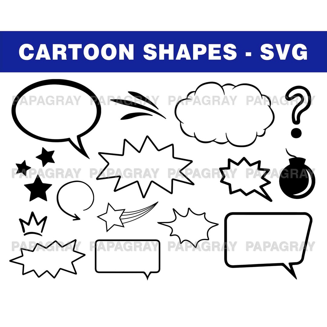Cartoon Shapes SVG Silhouette Pack - 15 Designs | Digital Download ...