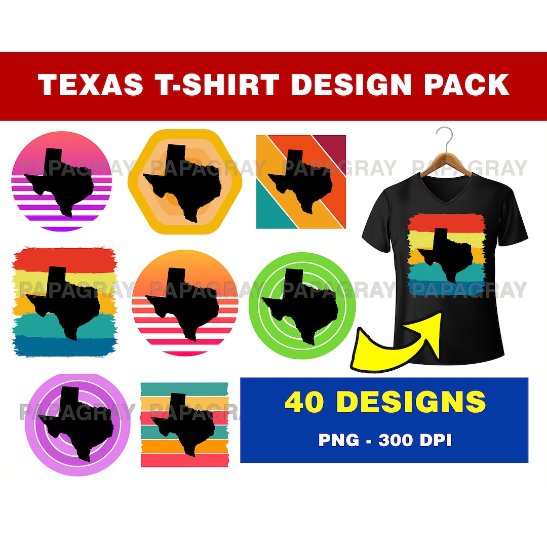 Texas T-shirt Design Pack 40 Designs Digital Download Texas Graphic ...