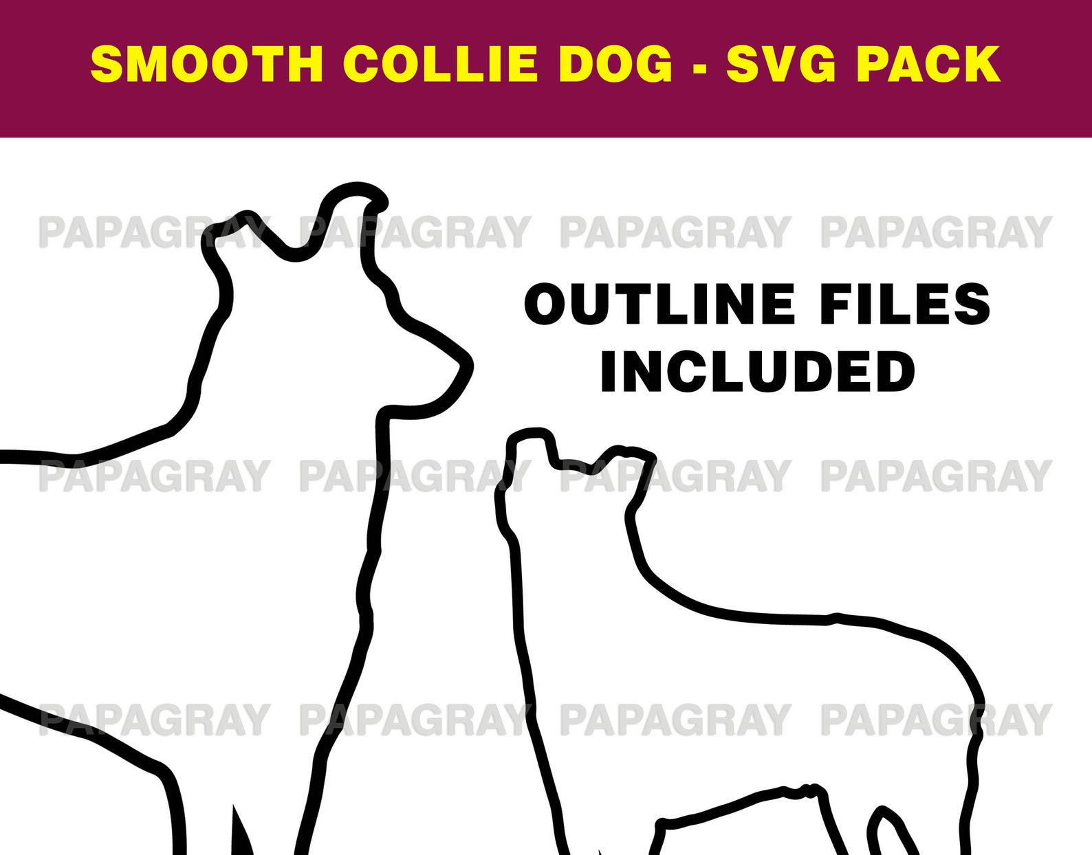 Smooth Collie Dog Silhouette Pack 7 Designs Digital | Etsy