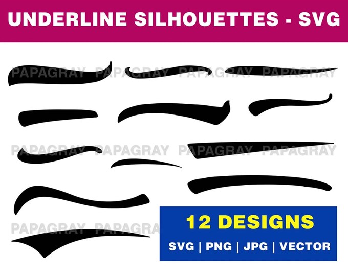 Underline SVG Pack - 12 Designs | Digital Download | College Underline ...