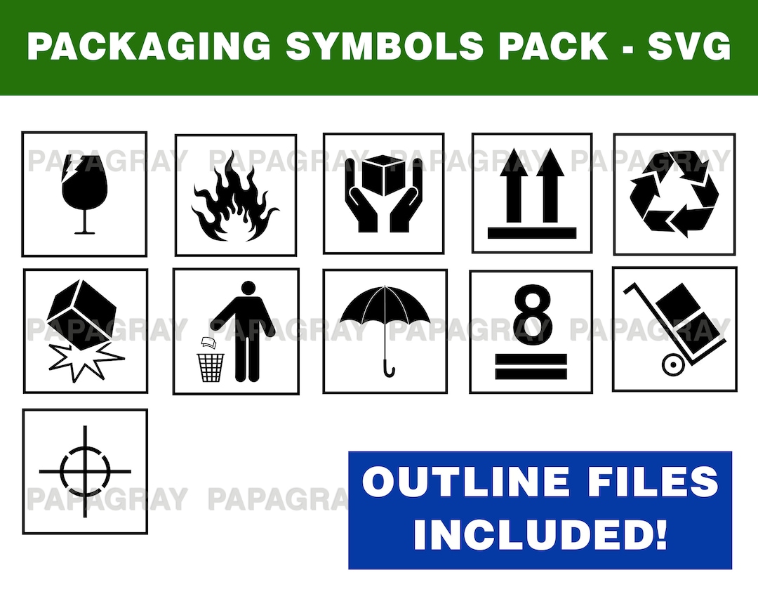 Packaging Symbols SVG Pack 11 Designs Digital Download - Etsy