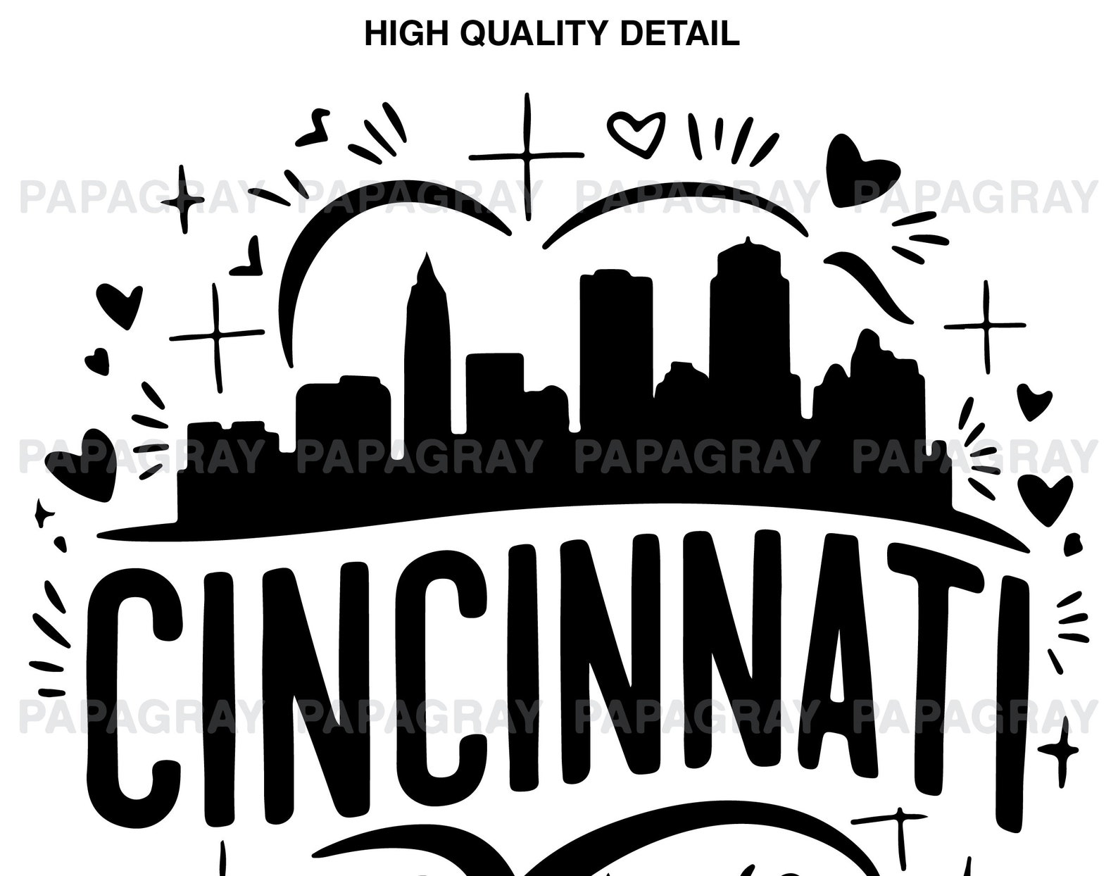 Cincinnati Skyline SVG Vector Bundle: Ohio Cityscape Silhouette ...