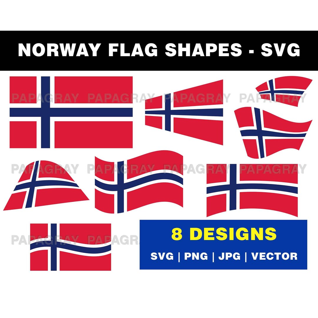 Norway Flag Shapes SVG Graphic - 8 Designs | Digital Download | Norway ...
