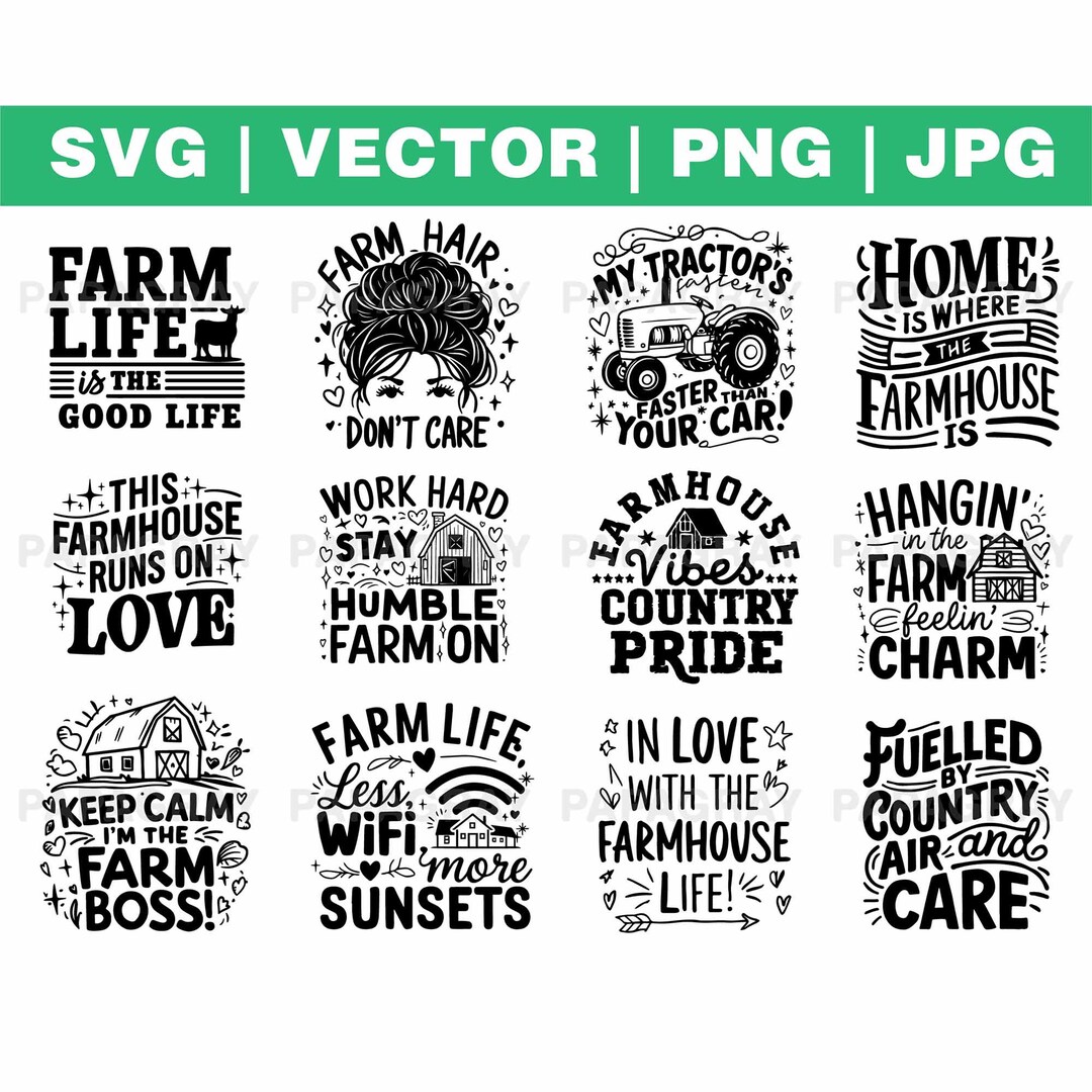 Farmhouse SVG Vector Graphic Sayings - 20 Designs | Digital Download ...