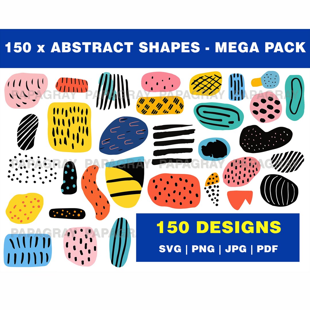 Abstract Shapes SVG PNG Bundle - 150 Designs | Digital Download ...