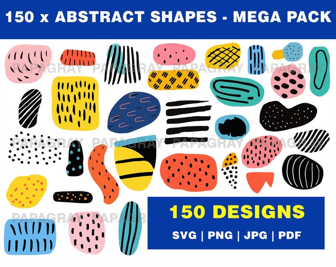 Abstract Shapes SVG PNG Bundle: 150 Graphic Designs (digital Download ...
