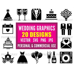 20 Wedding Graphics SVG Vector Bundle | Digital Download | Marriage ...