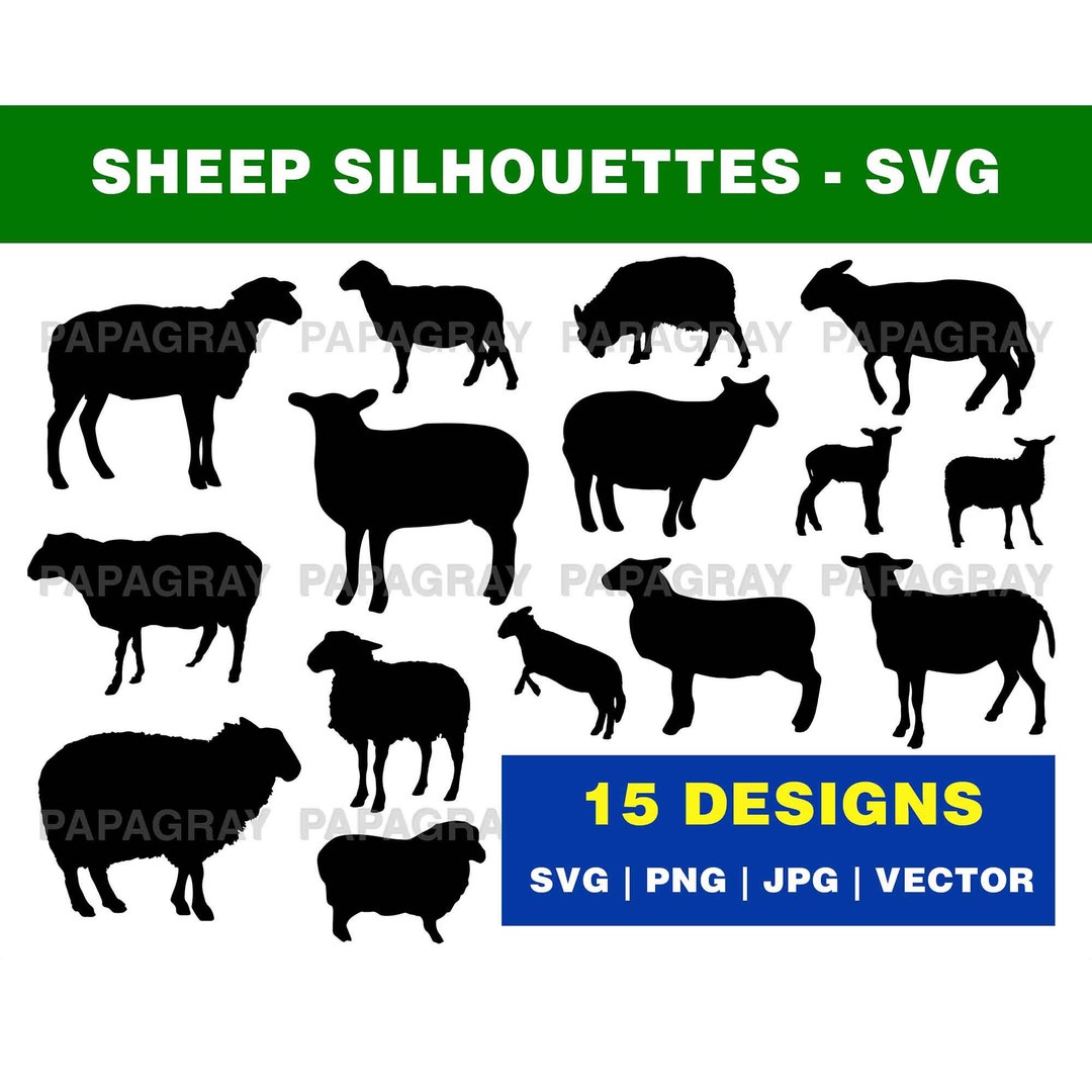 Sheep SVG Silhouette Pack - 15 Designs | Digital Download | Farm Animal ...