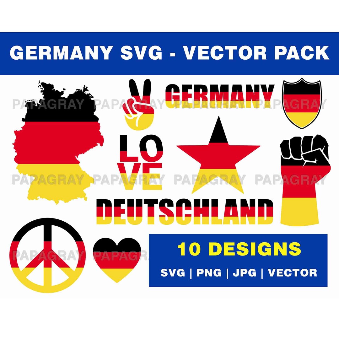 Germany SVG Shape Silhouette Pack - 10 Designs | Digital Download ...