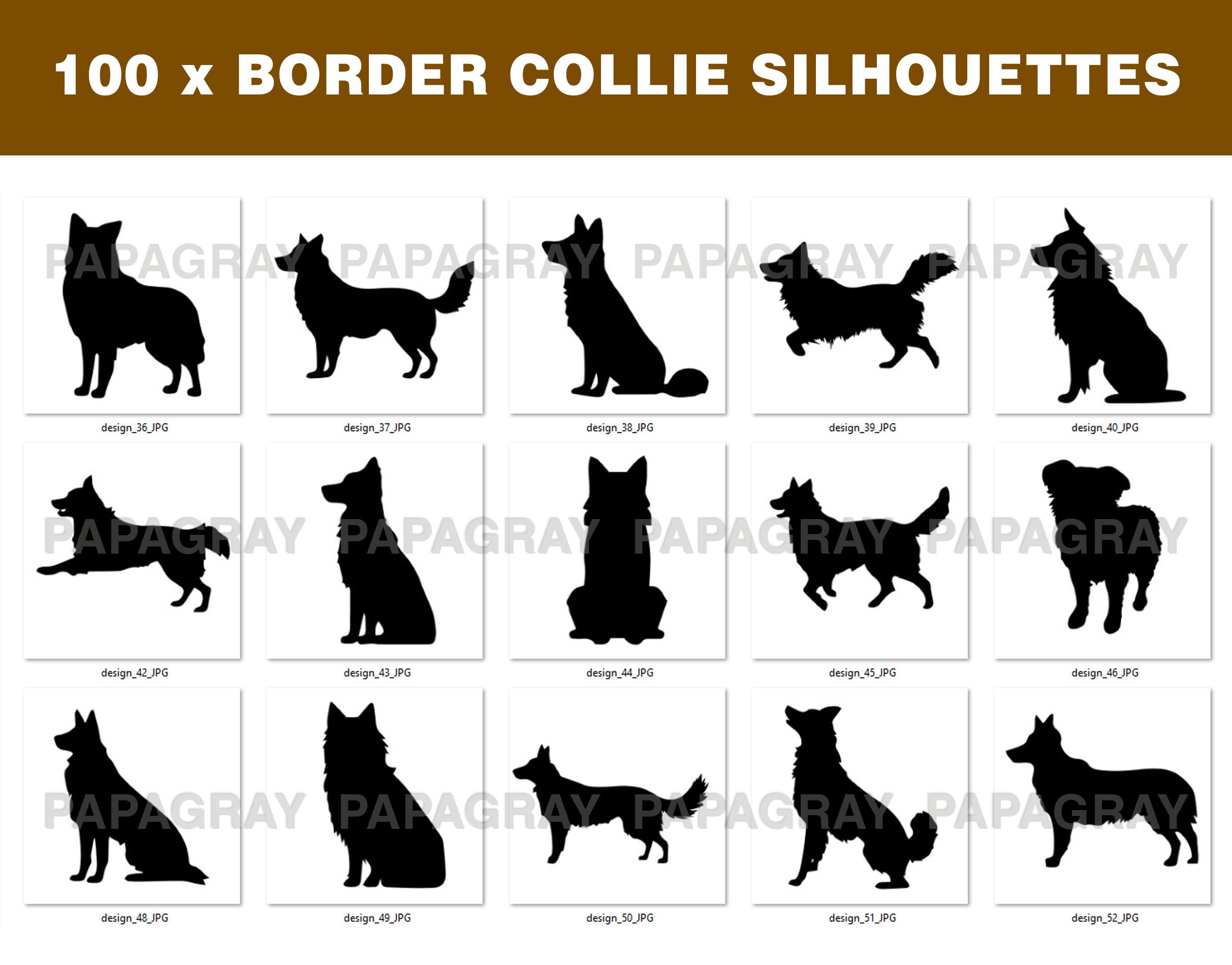 Border Collie Dog Silhouette MEGA Pack (digital Download) - Etsy UK