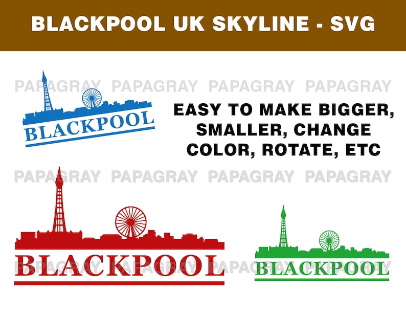 Blackpool UK Skyline SVG Digital Download Blackpool SVG - Etsy