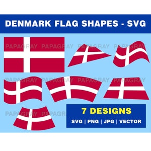 Denmark Flag Shapes SVG Graphic - 7 Designs | Digital Download ...