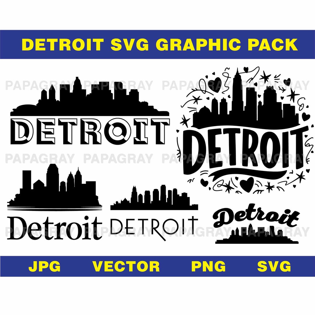 Detroit Skyline SVG Vector Graphic Bundle - 9 Designs | Digital ...