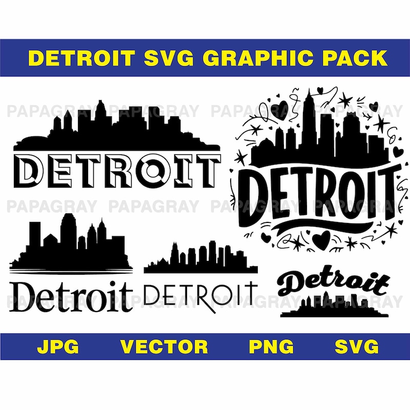 Detroit Skyline Svg - Etsy