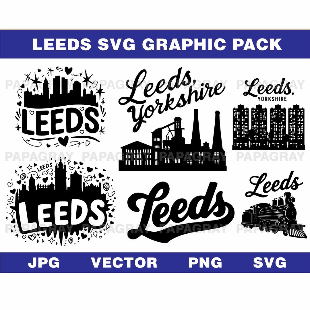 Leeds England Skyline SVG Vector Graphic Bundle - 6 Designs | Digital ...