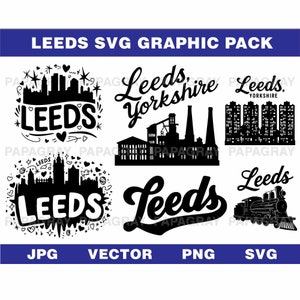 Leeds England Skyline SVG Vector Graphic Bundle 6 Designs Digital ...