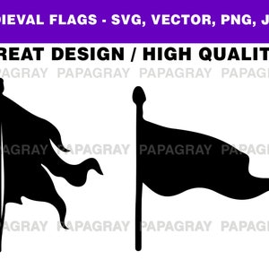Medieval Flags SVG Silhouette Pack - 45 Designs | Digital Download ...