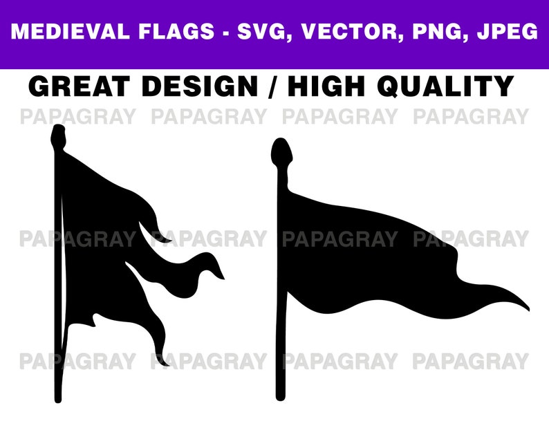 Medieval Flags SVG Silhouette Pack - 45 Designs | Digital Download ...