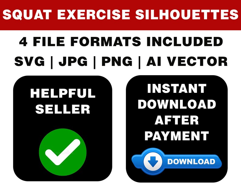 Exercise Squats SVG Graphic Pack 8 Designs Digital - Etsy