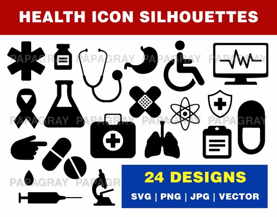 Health Medical SVG Silhouette Pack 24 Designs Digital - Etsy