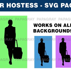 Air Hostess Silhouette Pack - 8 Designs | Digital Download | Air ...