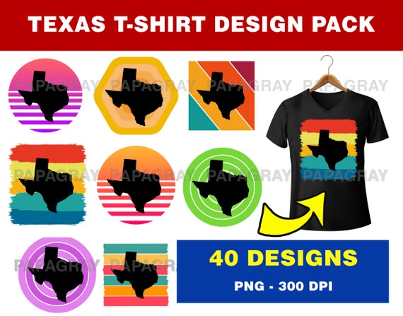 Texas T-shirt Design Pack 40 Designs Digital Download - Etsy