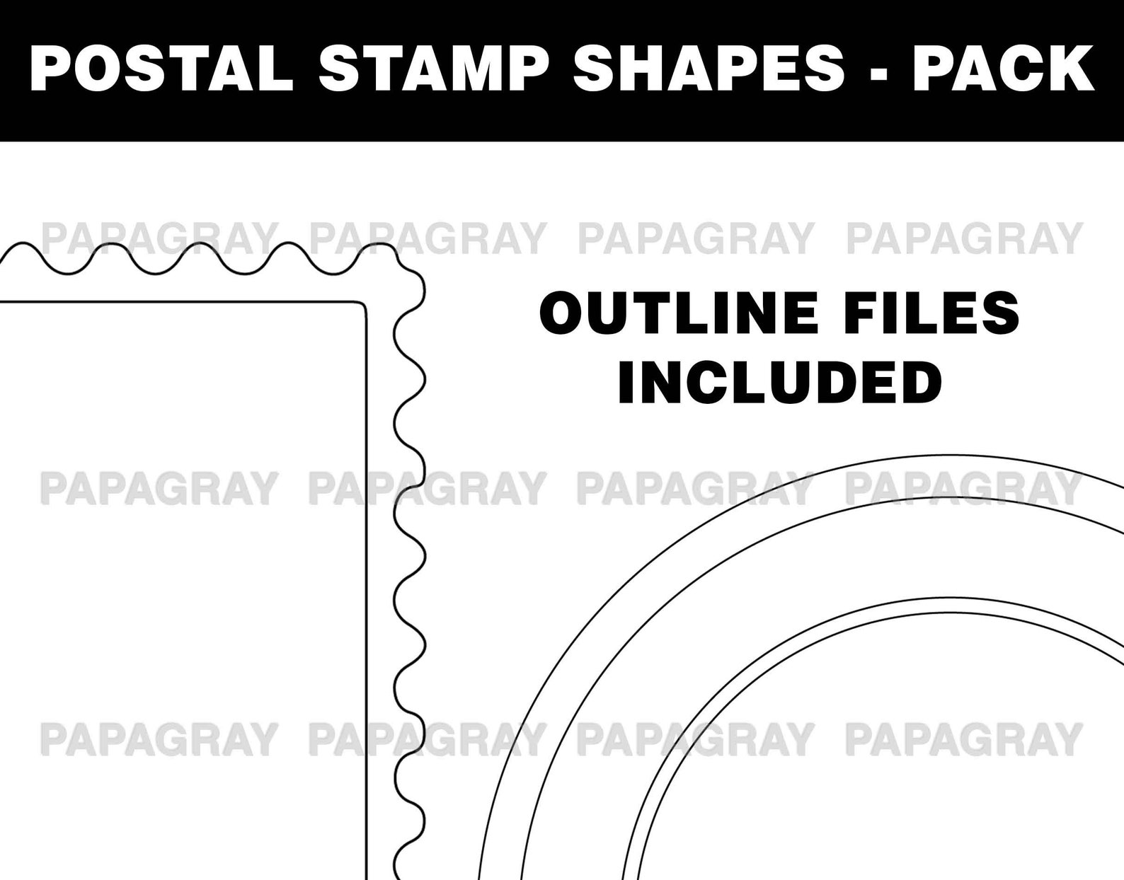 Postal Stamp Shape SVG Silhouette Pack 24 Designs Digital - Etsy