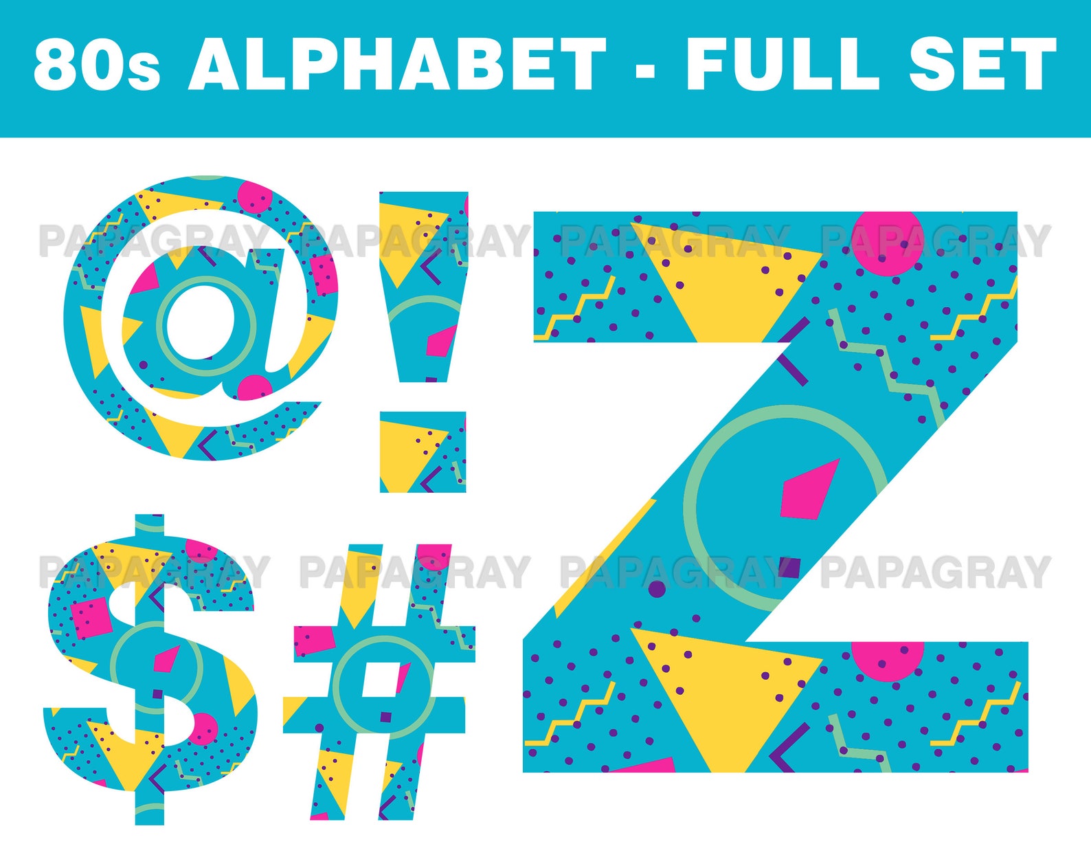 80s Alphabet PNG Digital Download 26 Letters Numbers - Etsy UK