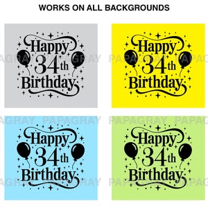 34th Birthday SVG Bundle - 18 Designs | Digital Download | Birthday ...