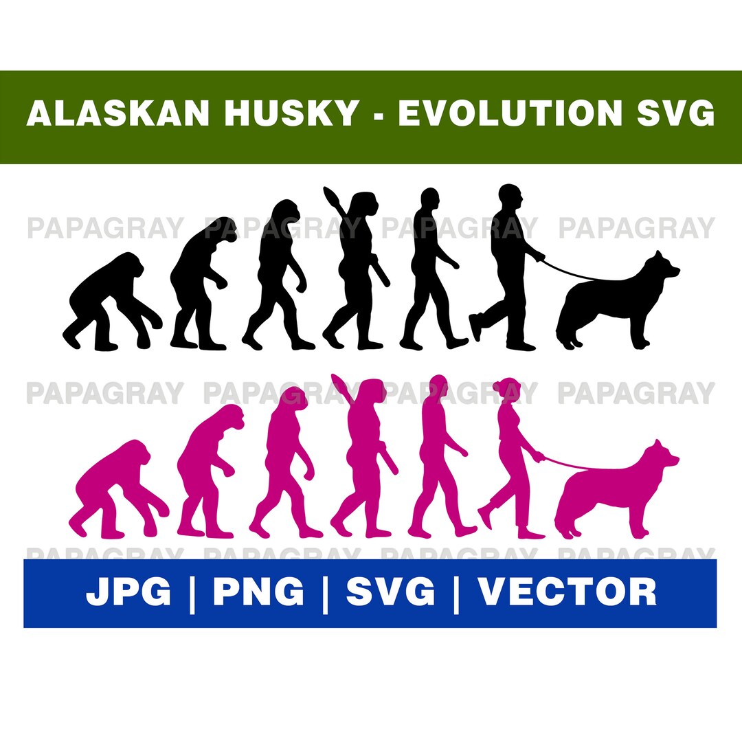 Siberian Husky Dog SVG Evolution Graphic | Digital Download | Siberian ...