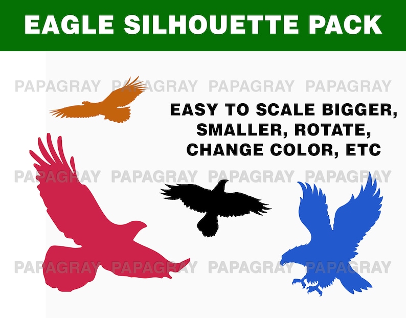 Eagle Silhouette Pack 12 Designs Digital Download Eagle - Etsy