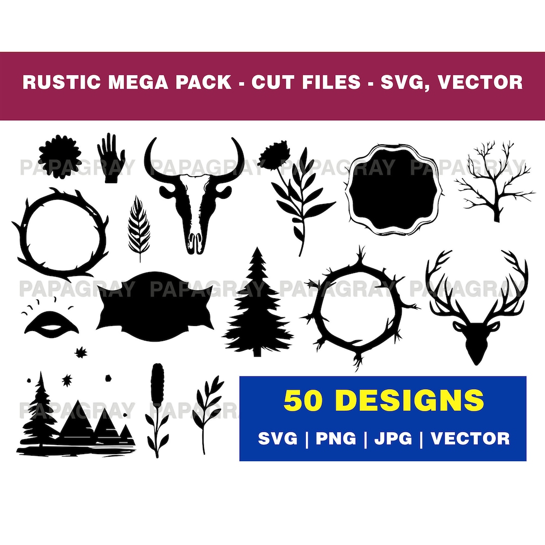 Rustic Elements SVG Pack - 50 Designs | Digital Download | Rural SVG ...