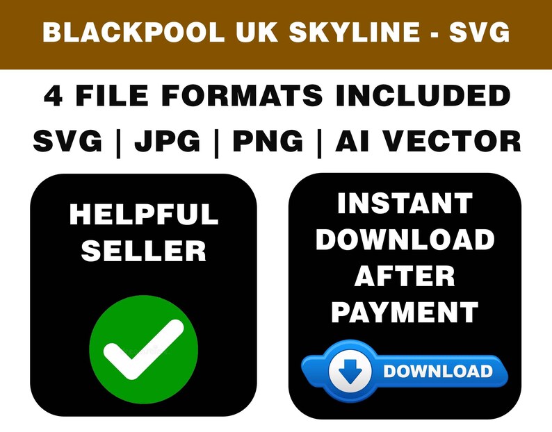 Blackpool UK Skyline SVG Digital Download Blackpool SVG - Etsy