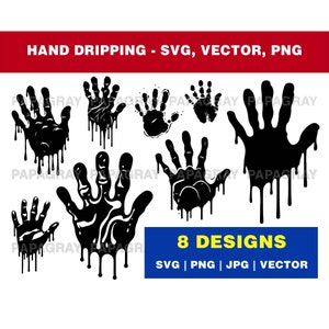 Handprint Dripping SVG Bundle 8 Designs Digital Download Paint Vector ...