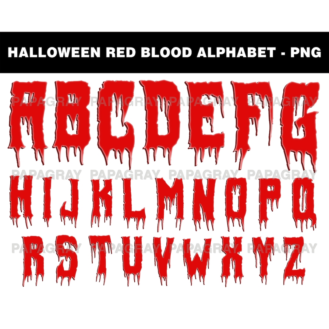 Halloween Red Blood Alphabet Clipart Pack Digital Download Halloween ...