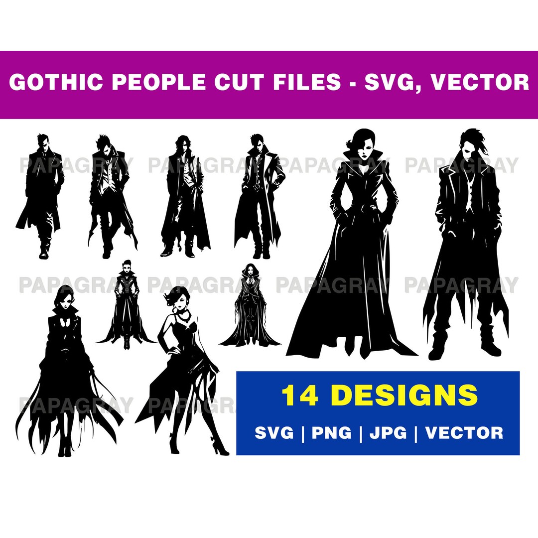 Goth SVG Silhouette Pack - 14 Designs | Digital Download | Emo People ...
