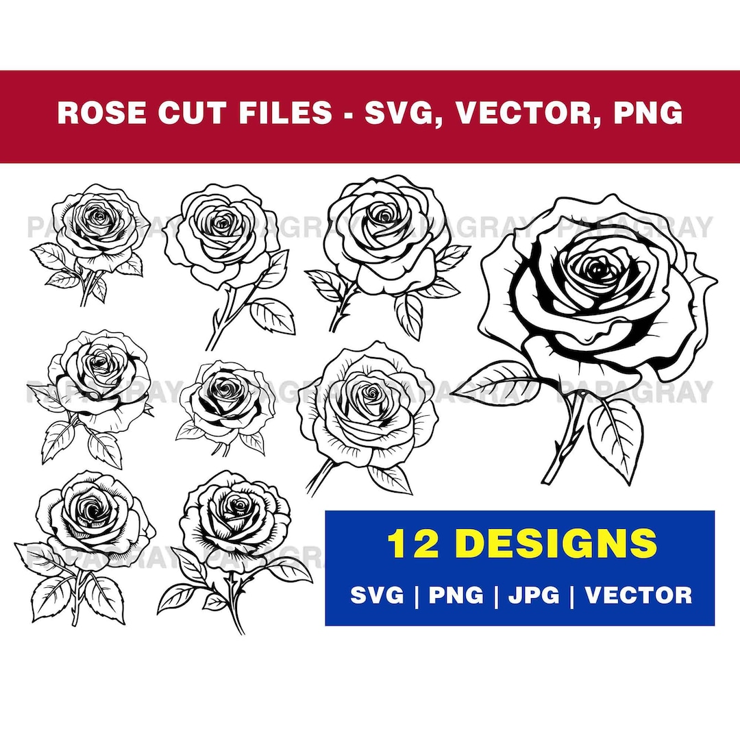 Rose SVG Bundle - 12 Designs | Digital Download | Floral Vector ...