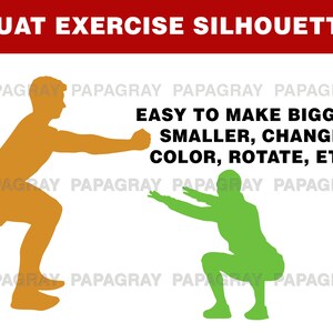 Exercise Squats SVG Graphic Pack 8 Designs Digital Download Exercise ...