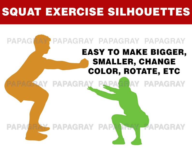 Exercise Squats SVG Graphic Pack 8 Designs Digital - Etsy