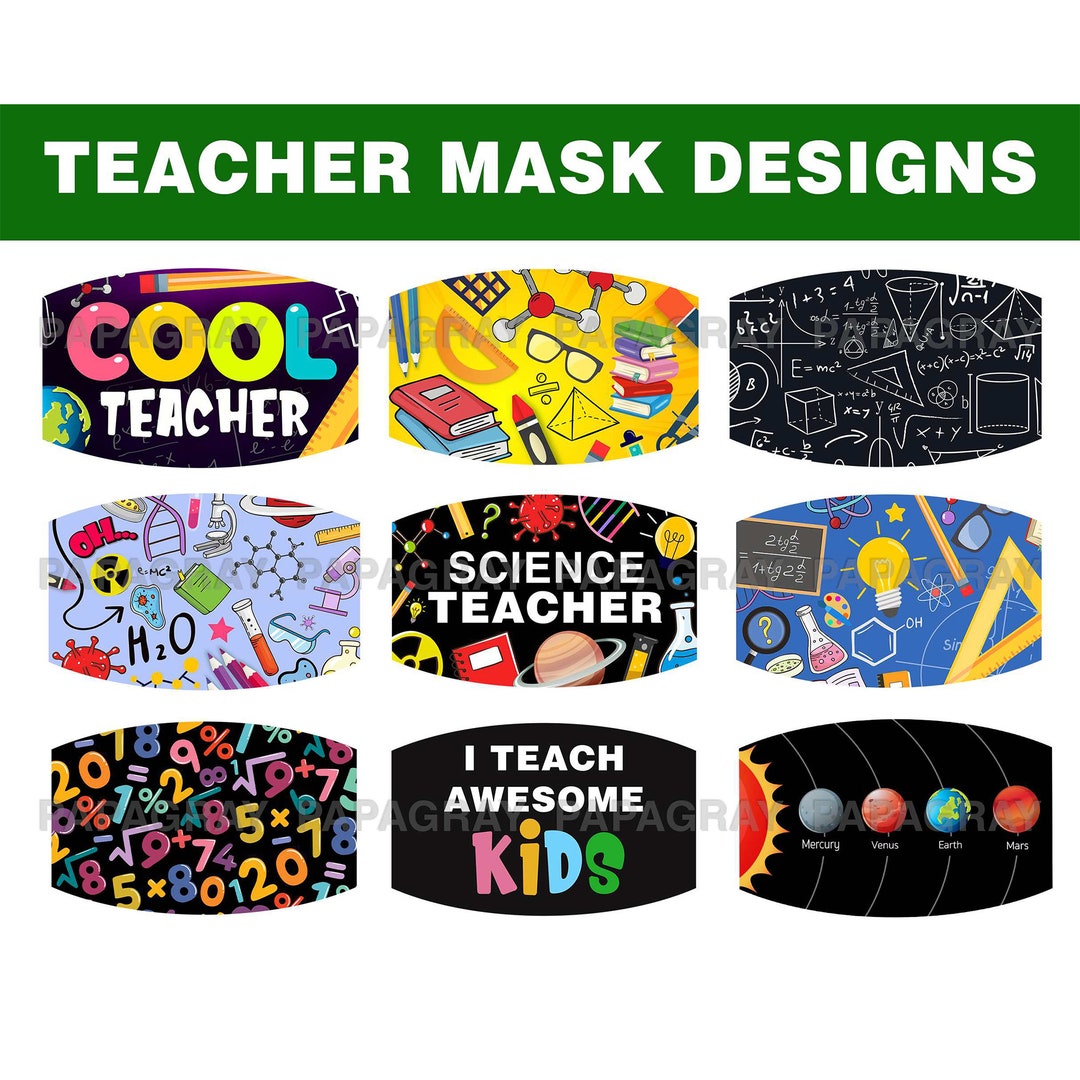 20 Teacher Mask Designs Sublimation PACK Digital Download Teacher Mask ...