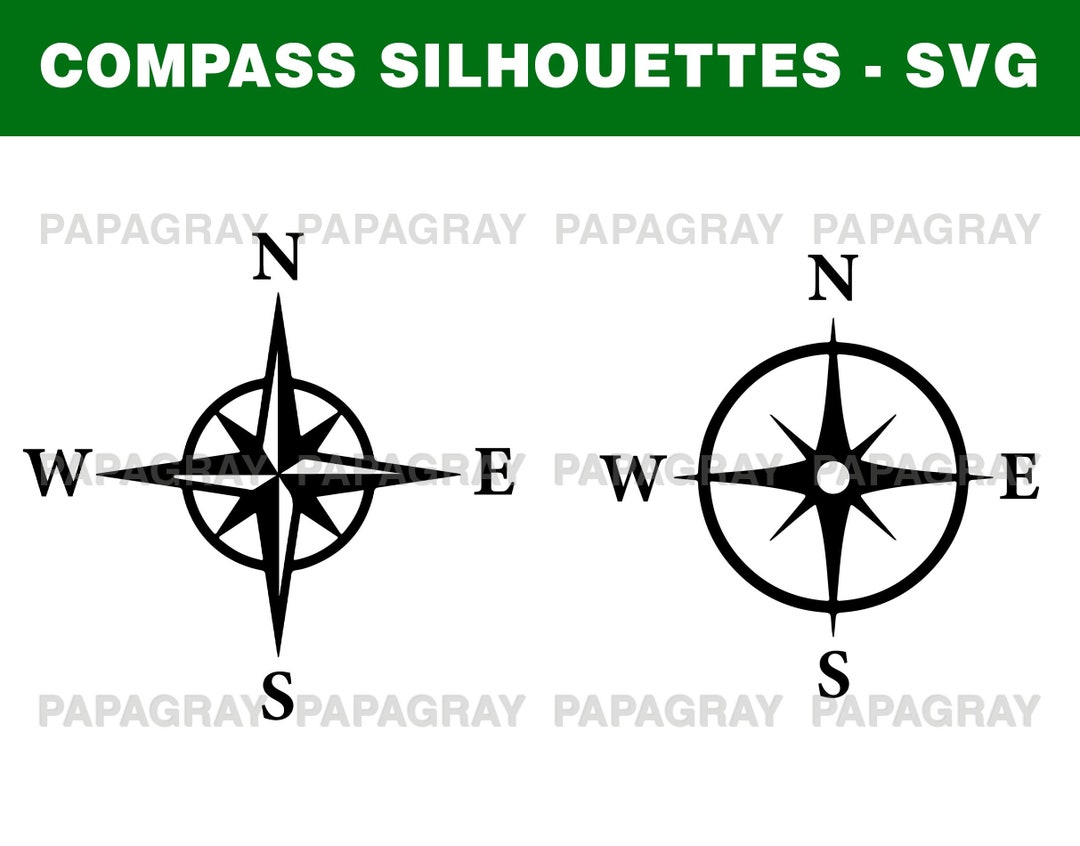 Compass Silhouette Pack 2 Designs Digital Download - Etsy